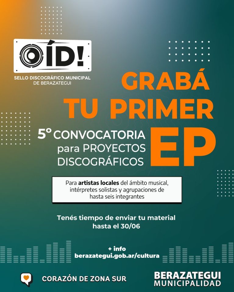 Nueva convocatoria para proyectos discográficos – Municipalidad de Berazategui